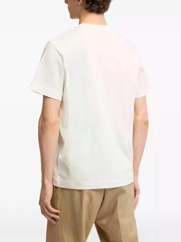 Moncler Double Leather Logo Cotton T-shirt - White