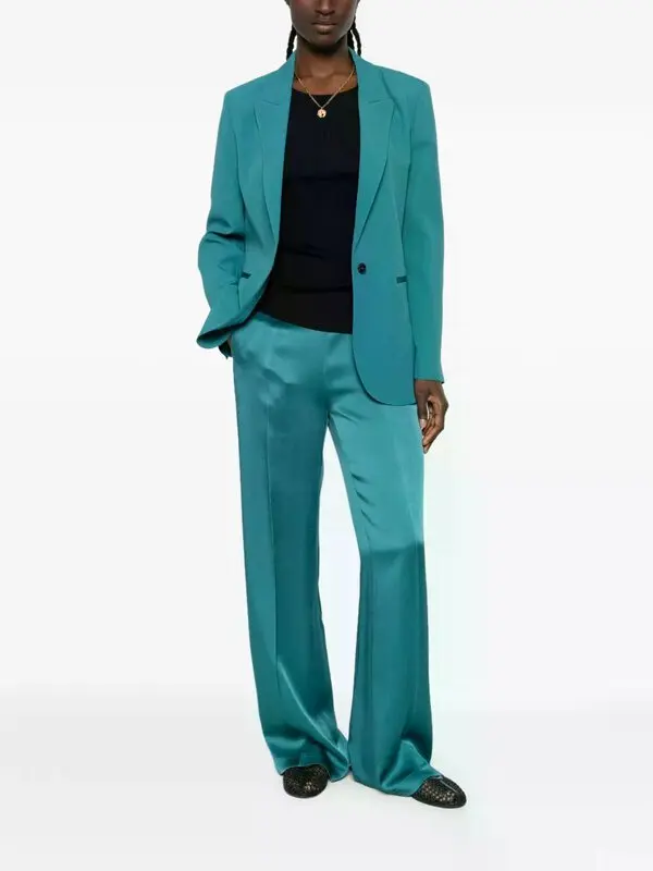FORTE_FORTE Jade Satin Finish Elasticated Waistband Trousers - Blue
