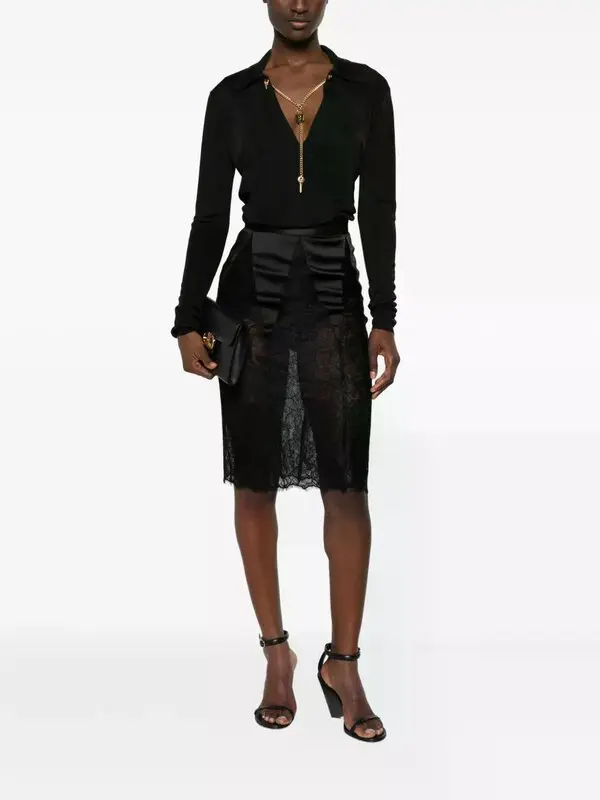 Elisabetta Franchi Ribbed Bodysuit With Gold-tone Chain Detail - Black
