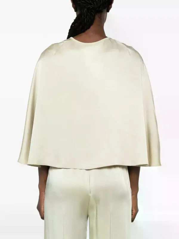 FORTE_FORTE Satin-finish Cape-style Top - Green