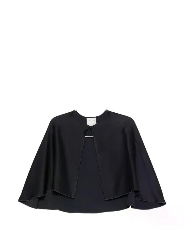 FORTE_FORTE Satin-finish Cape-style Shirt - Blue
