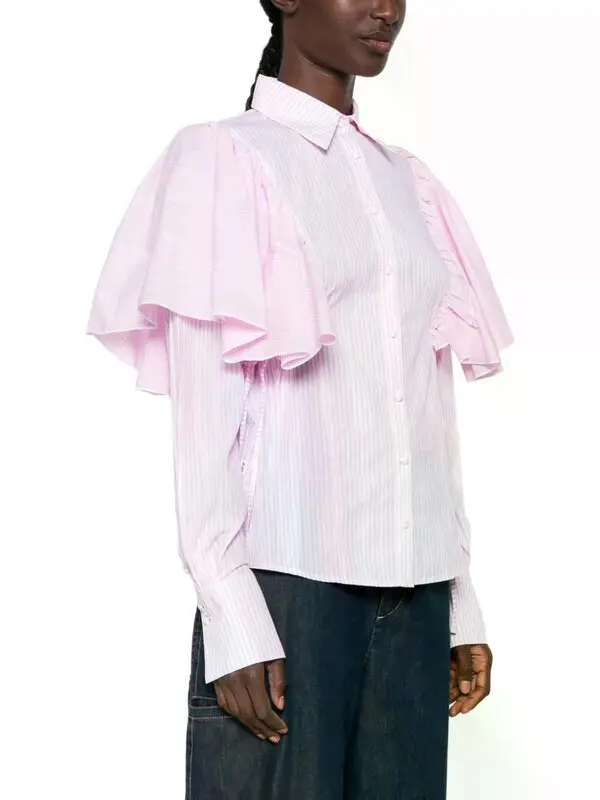 JIJIL Striped Ruffled Shirt