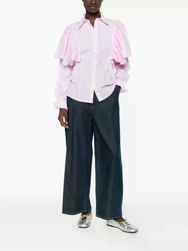 JIJIL Striped Ruffled Shirt