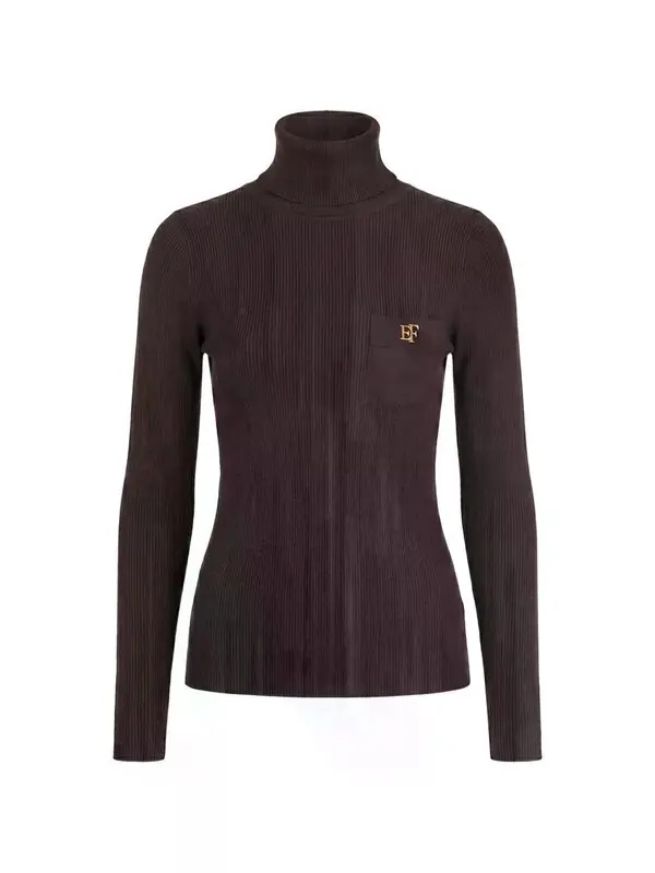 Elisabetta Franchi Ribbed-knit Logo Turtleneck Sweater
