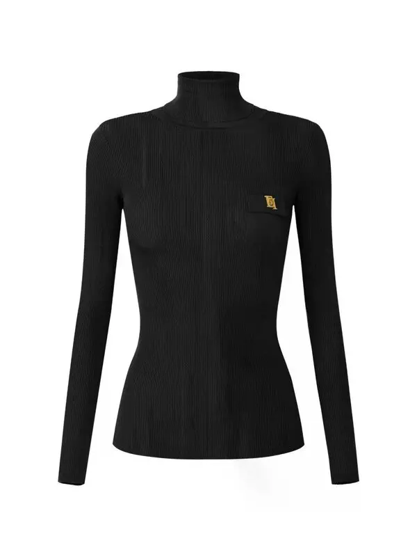 Elisabetta Franchi Ribbed-knit Logo-plaque Sweater - Brown