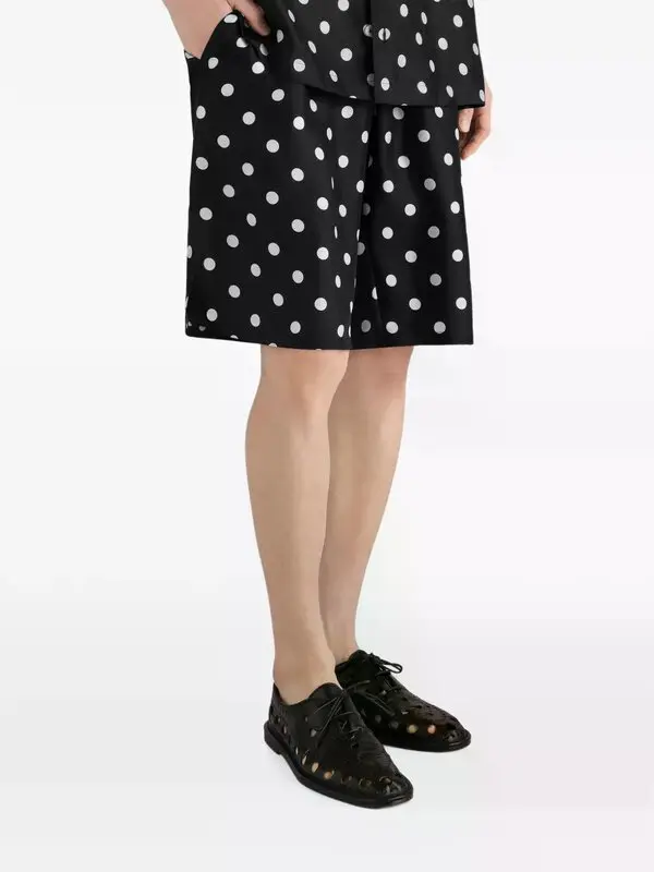 Dolce & Gabbana Polka Dot Print Silk Twill Bermuda Shorts