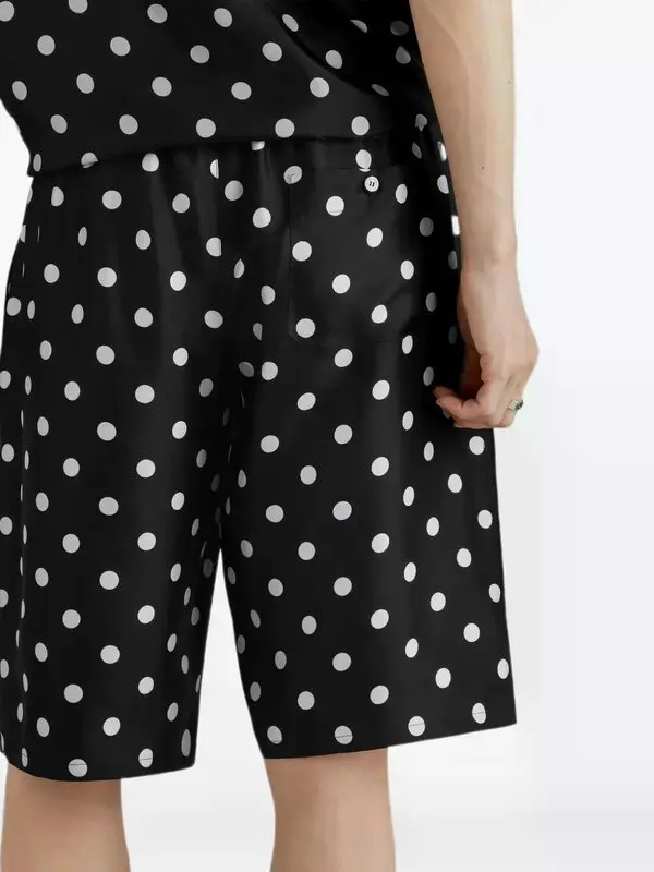 Dolce & Gabbana Polka Dot Print Silk Twill Bermuda Shorts