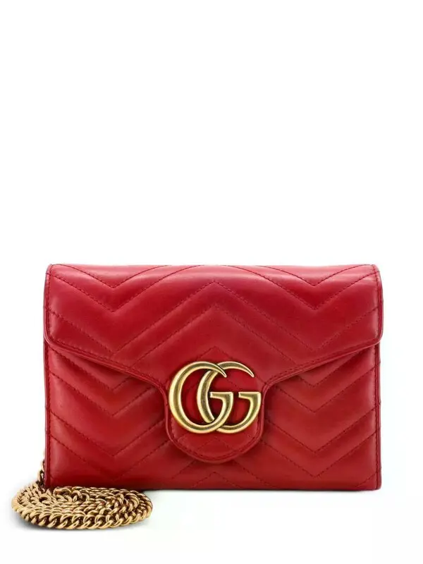 Gucci Matelassé Leather Mini Crossbody Bag - Red