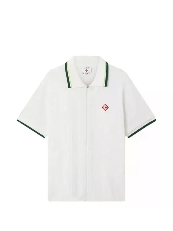 Casablanca Ribbed Zip-up Short-sleeve Shirt