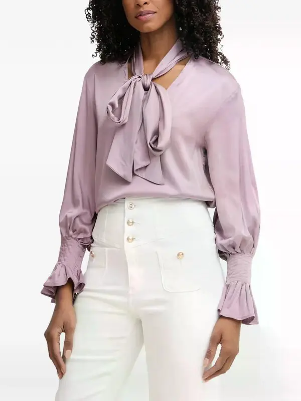SILVIAN HEACH Tie-neck Smocked-cuff Blouse