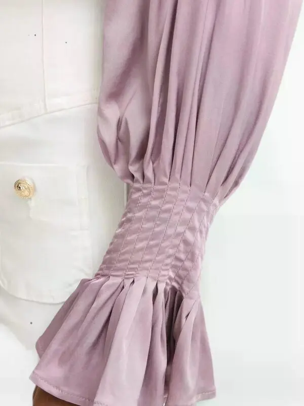 SILVIAN HEACH Tie-neck Smocked-cuff Blouse