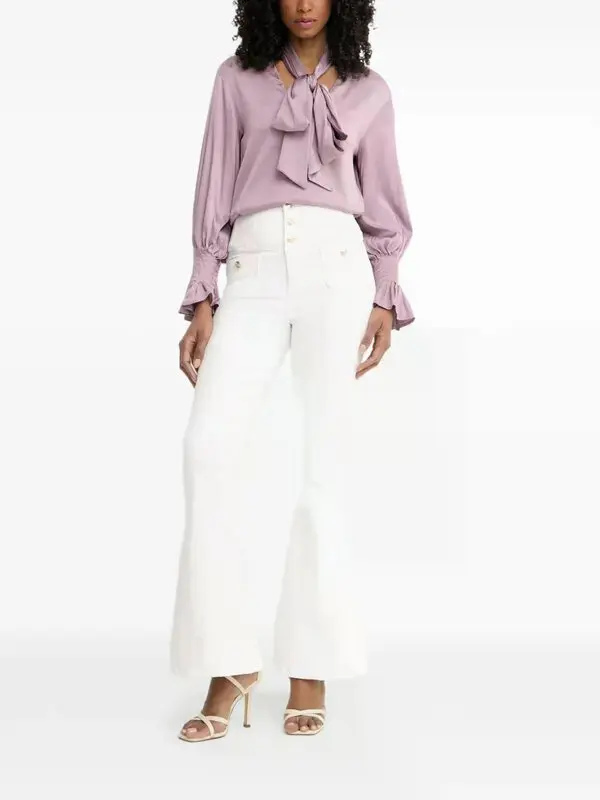 SILVIAN HEACH Lilac Satin Tie-neck Blouse