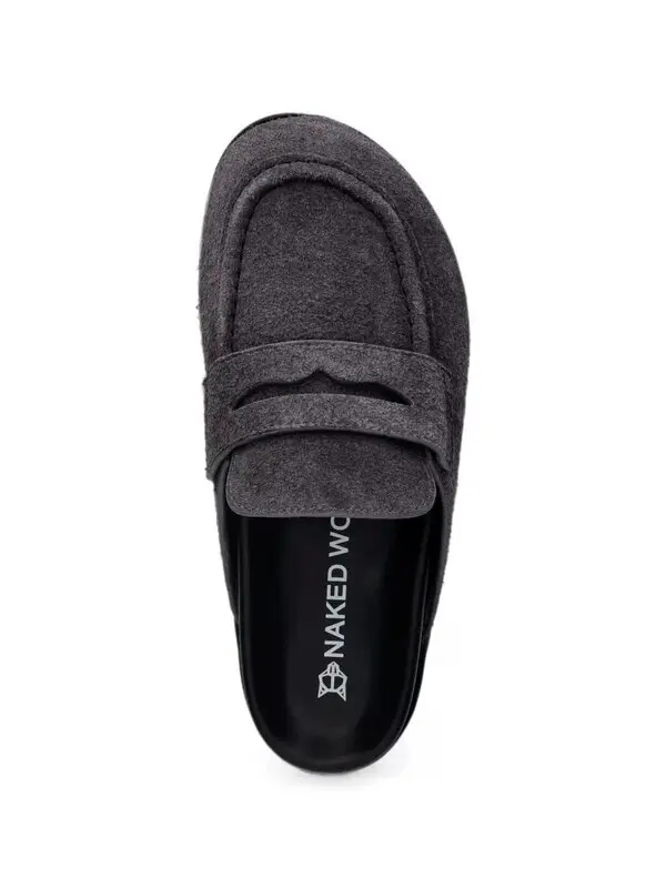 NAKED WOLFE Cord Suede Penny-slot Mules