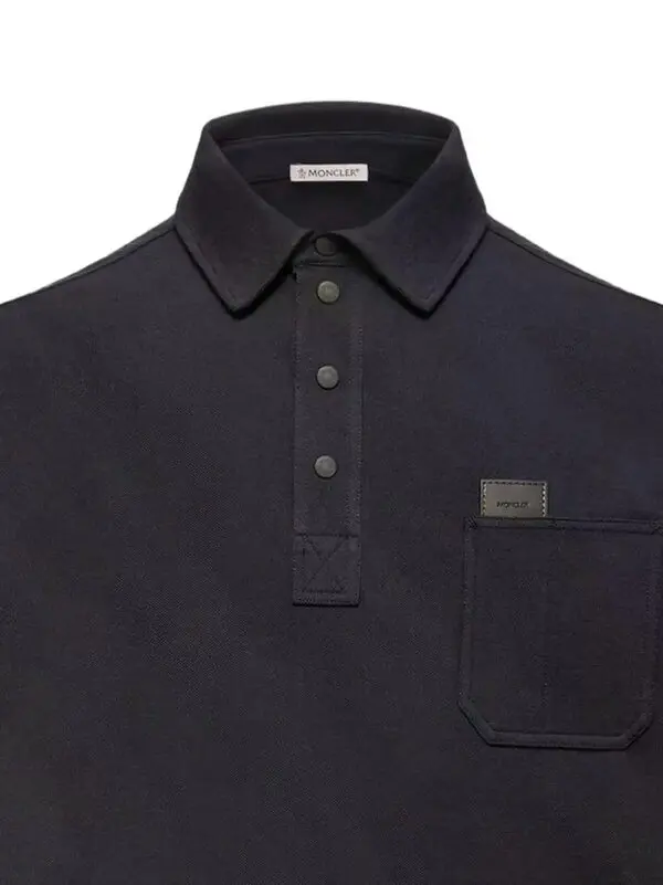 Moncler Logo-patch Chest-pocket Polo Shirt - Blue