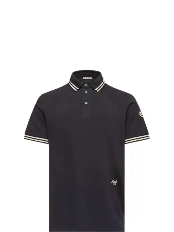 Moncler Stripe-trim Logo-patch Polo Shirt