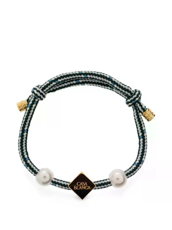 Casablanca Pearl-embellished Logo-plaque Bracelet