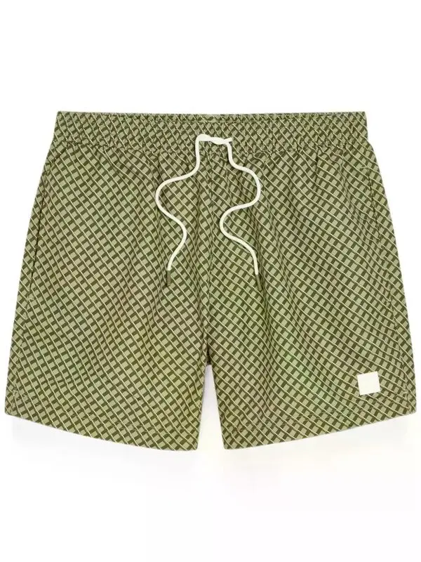 BOSS Geometric-print Drawstring Swim Shorts