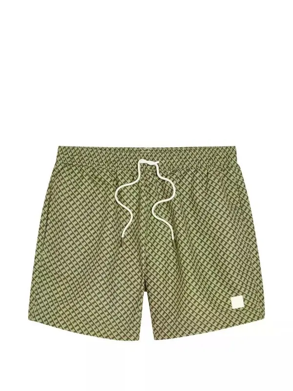 BOSS Geometric Print Swim Shorts - Green