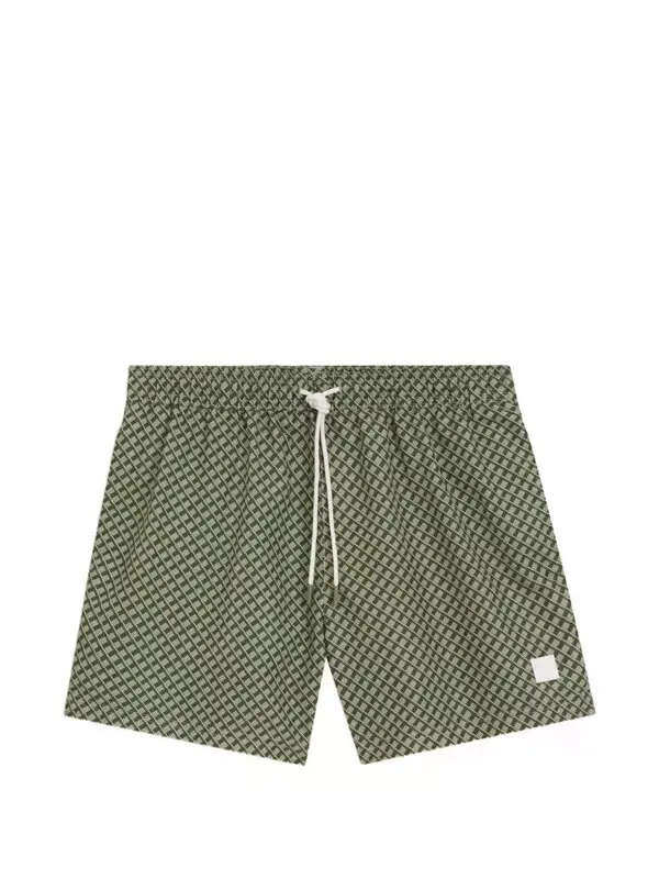 BOSS Geometric Print Swim Shorts - Green