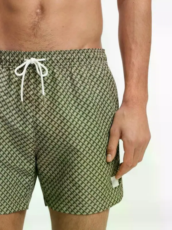 BOSS Geometric Print Swim Shorts - Green