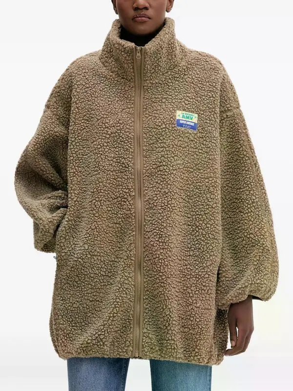 American Vintage Logo-patch Borg Jacket - Brown
