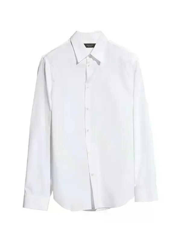 Gucci Interlocking G Embroidered Cotton Shirt - White