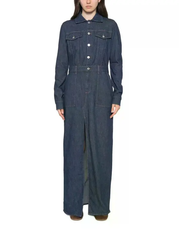 7 For All Mankind Utility Front-slit Maxi Denim Dress