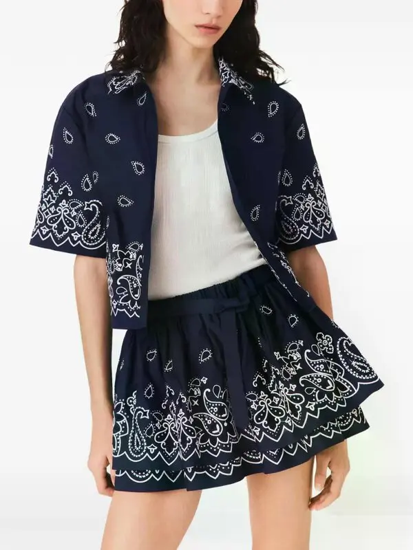 Maje Short Embroidered Ruffled Skirt