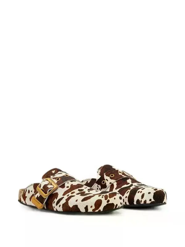 ALLSAINTS Staffa Cow-print Buckled Mules - White