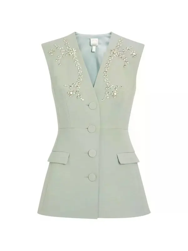Huishan Zhang Crystal Embellished Gilet - Green
