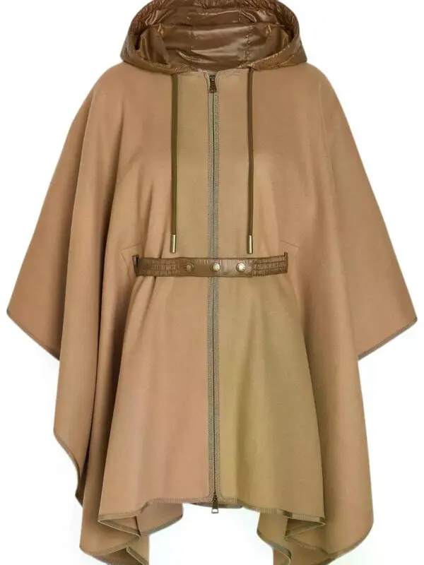 Moncler Belted Hooded Cape - Neutrals