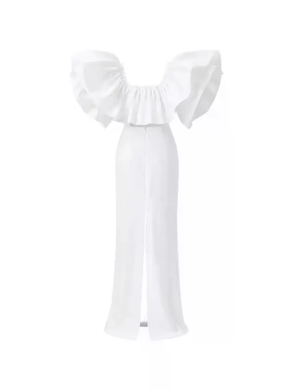MONOT Ruffled Maxi Dress With Sculptural Sleeves