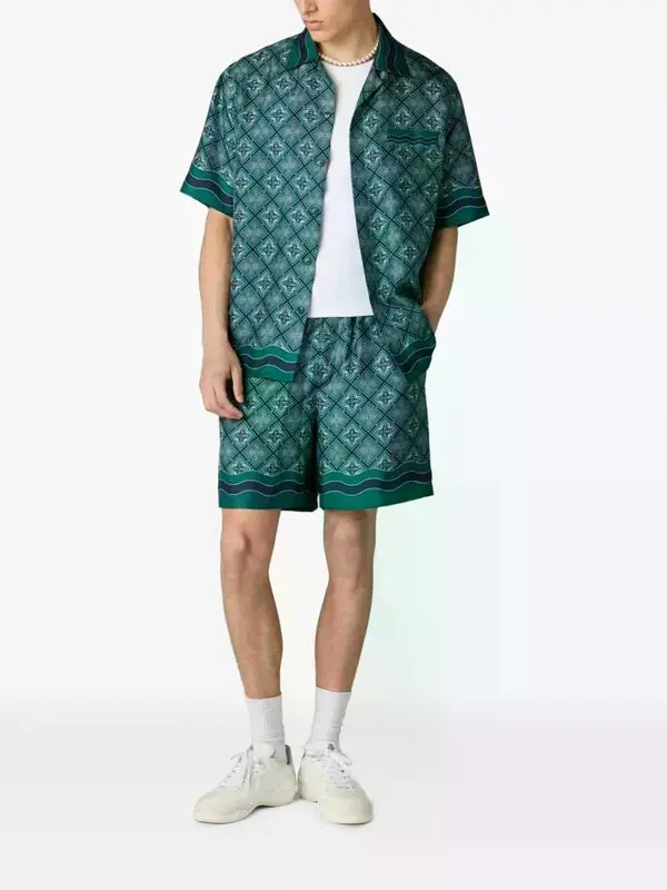 Casablanca Radiating Monogram Silk Shorts - Green