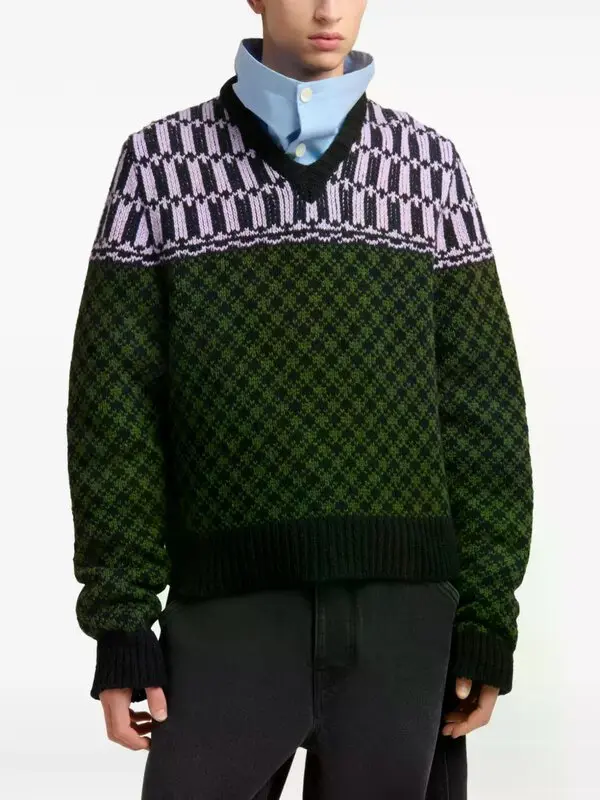 Marni Jacquard-knit Geometric-motif Sweater