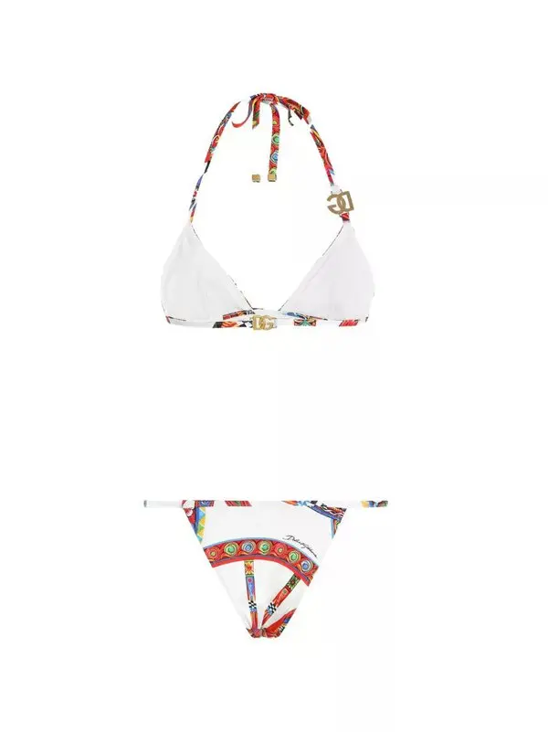 Dolce & Gabbana Carretto Print Triangle Bikini