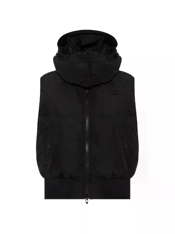 DIESEL® Logo Quilted Hooded Gilet - Black
