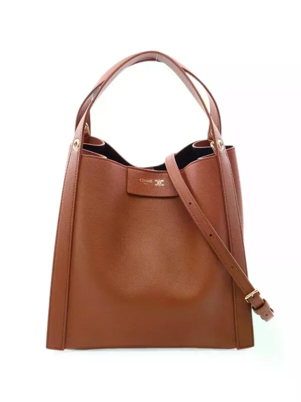 Celine Small Cubo Leather Tote Bag - Brown