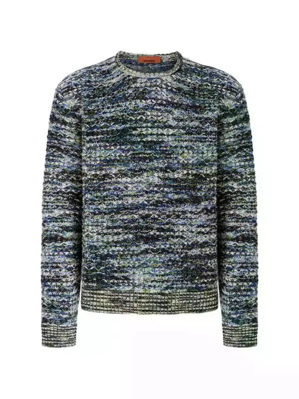 Missoni Zigzag Knit Crewneck Sweater - Blue
