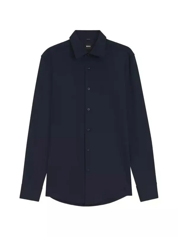 BOSS Slim-fit Shirt In Italian-made Performance-stretch Jersey - Blue
