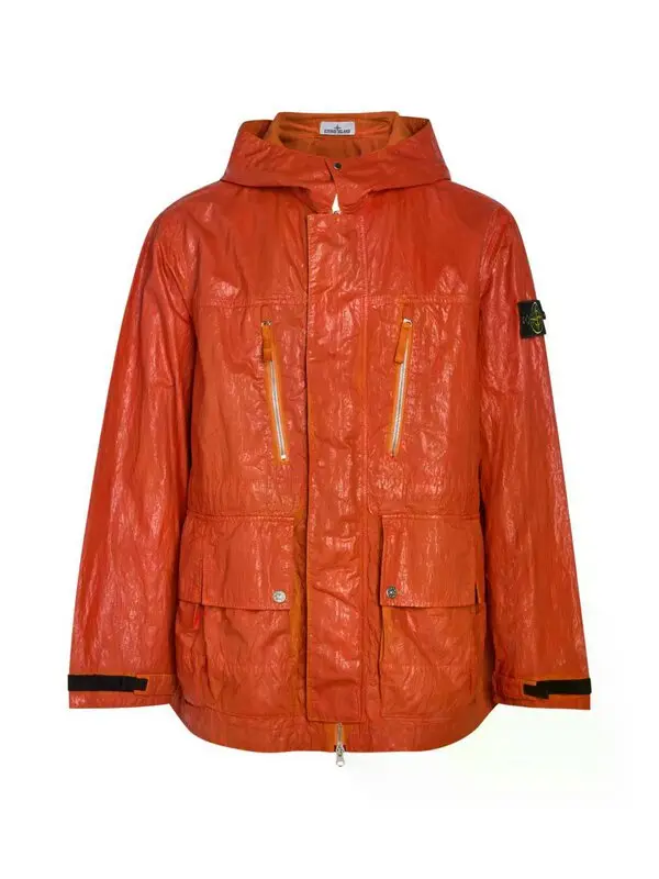 Stone Island Logo-patch Hooded Jacket - Orange