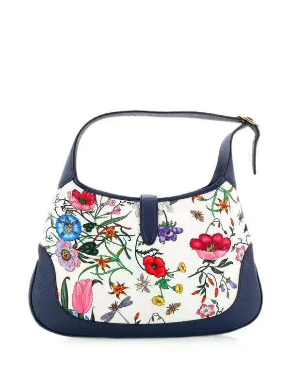 Gucci Jackie Flora Canvas With Leather Medium Hobo Bag