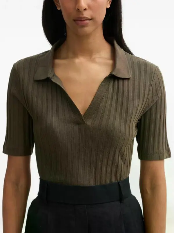 Marc O'polo Ribbed V-neck T-shirt - Green