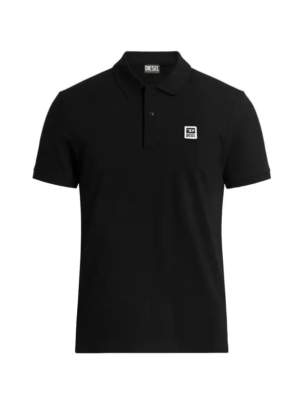 DIESEL® Logo-patch Hopsack Polo Shirt - Black