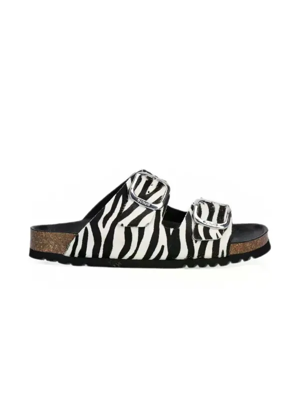 DR. SCHOLL'S SHOES Noelle Zebra-print Buckled Slides - White