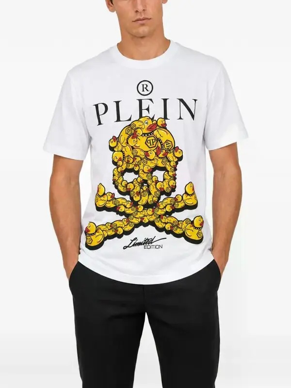 Philipp Plein Jersey T-shirt Duck Skull - White