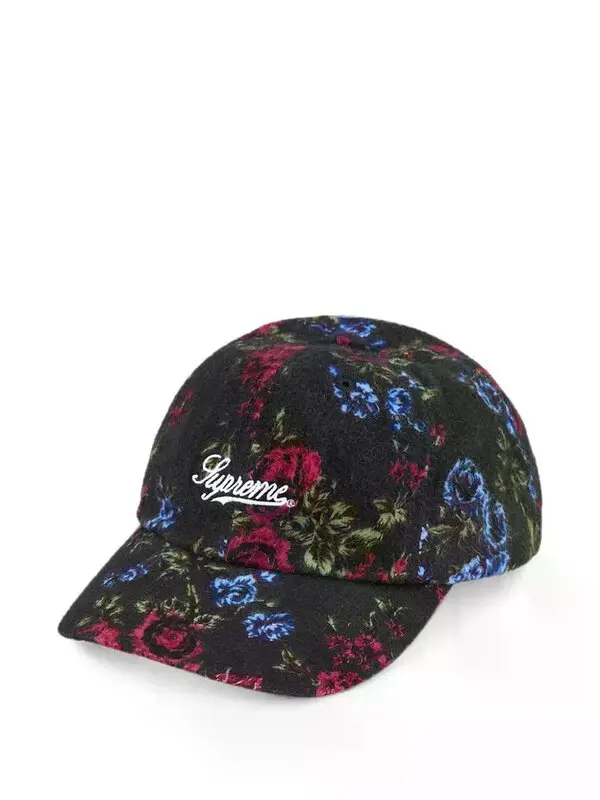 Supreme Floral-print 6-panel Cap - Black