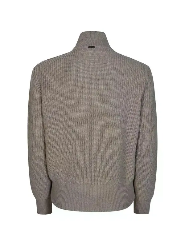 Herno Resort Bouclé-panel Ribbed-knit Cardigan