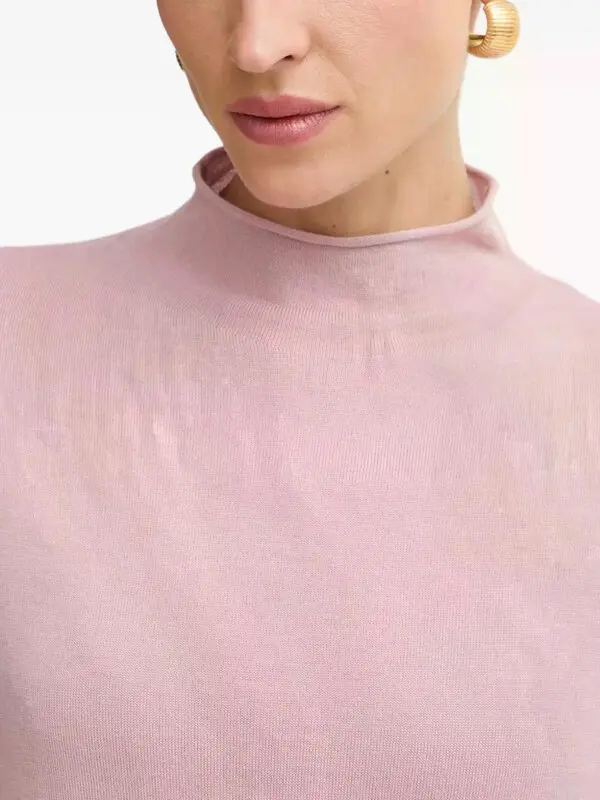Marc O'polo High-neck Rolled-edge Sweater - Pink