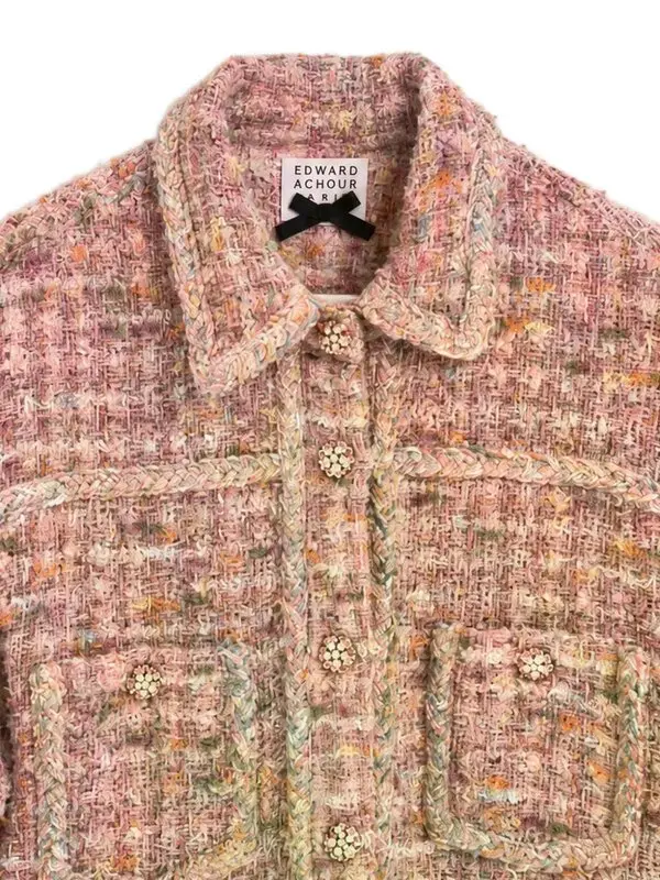 EDWARD ACHOUR PARIS Braided-trim Bouclé Jacket - Pink
