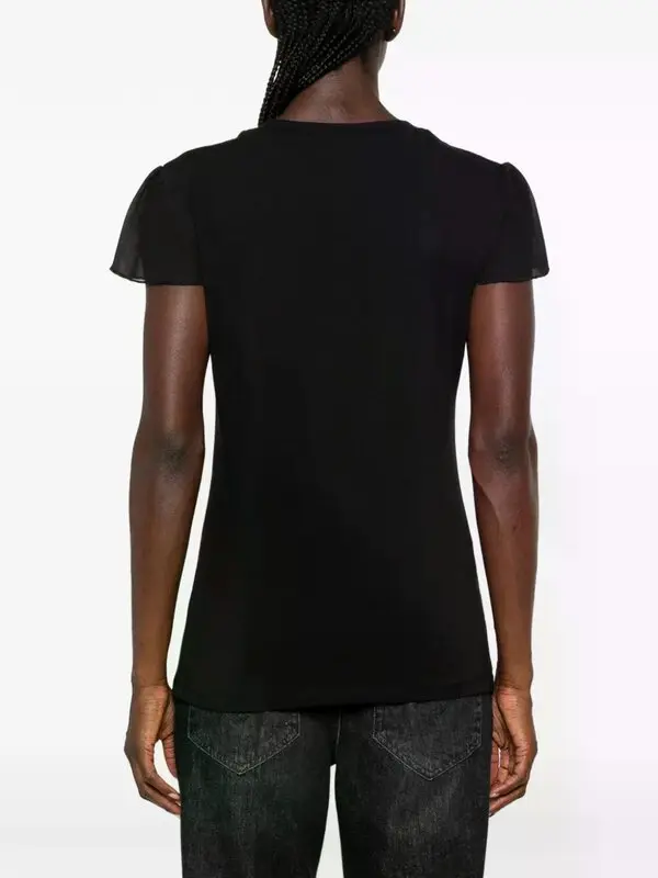 MY TWIN Slogan-print Flutter-sleeve Cotton T-shirt